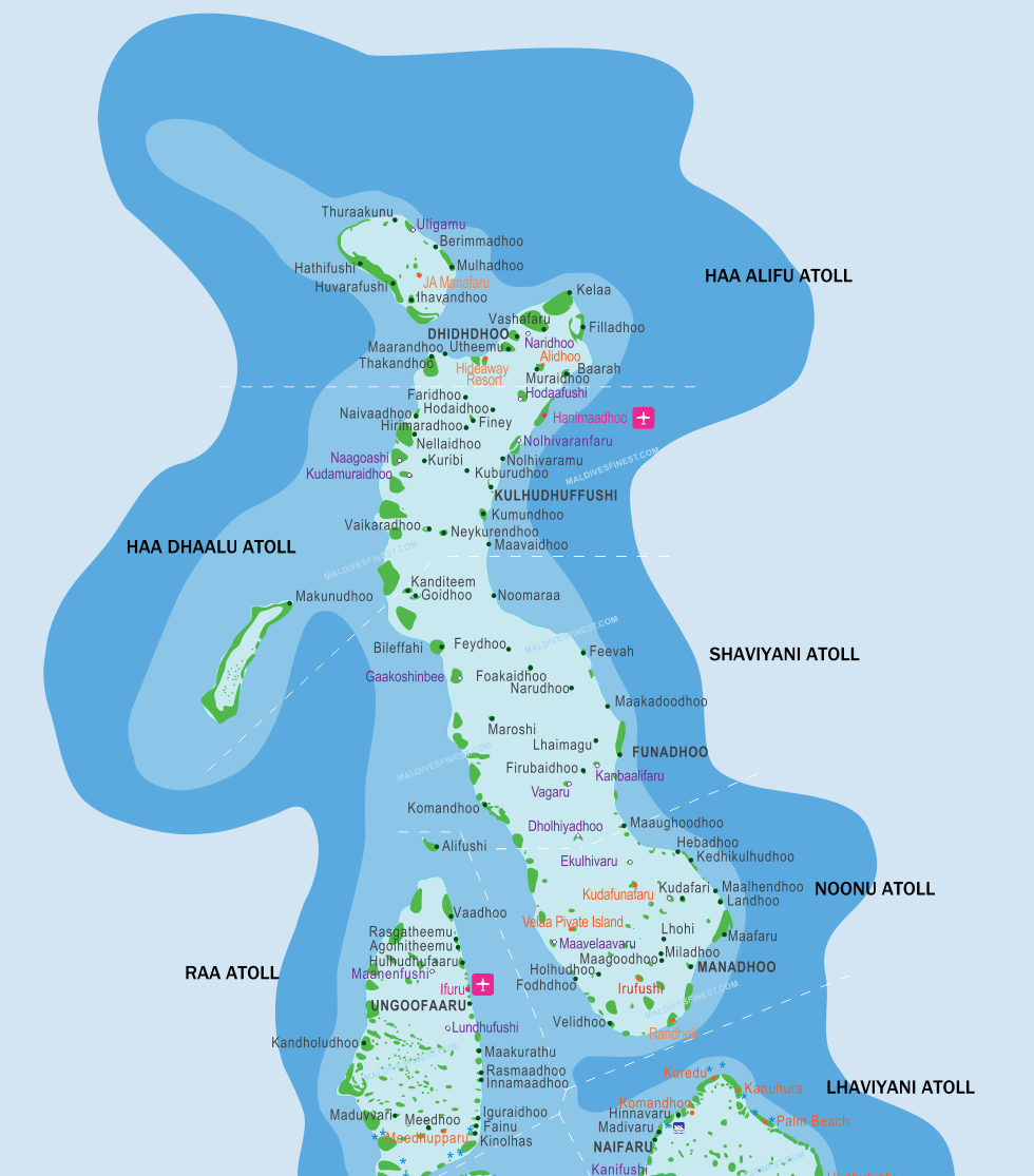 Maldives Map With Resorts Airports And Local Islands 2018